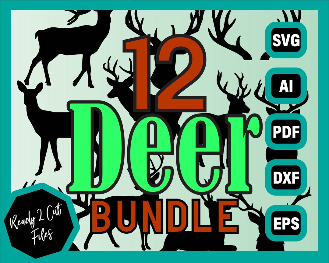 12 Deer Designs Bundle SVG Files Cut Files Laser File CNC DXF Vector ...
