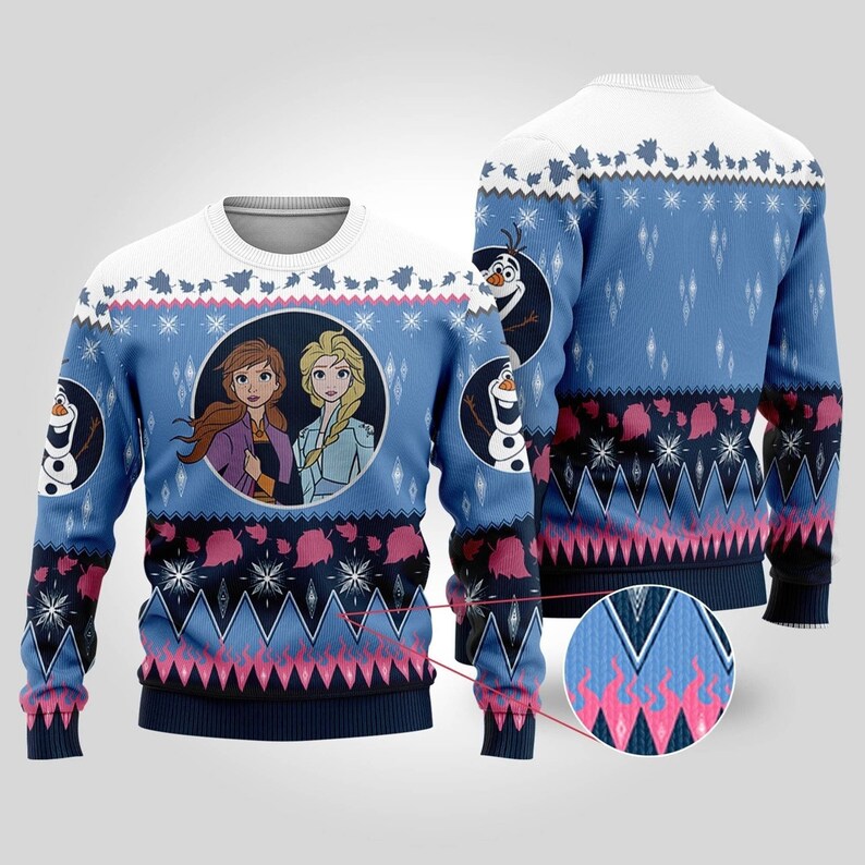 Princess Elsa and Anna Ugly Christmas Sweatshirt Frozen Movies - Etsy