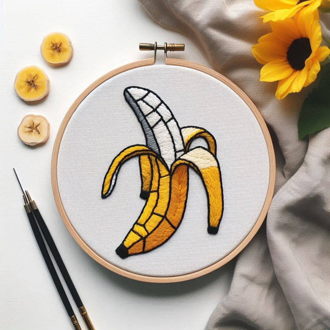 Modern Banana Hand Embroidery Patterns, Geometric Designs for DIY ...
