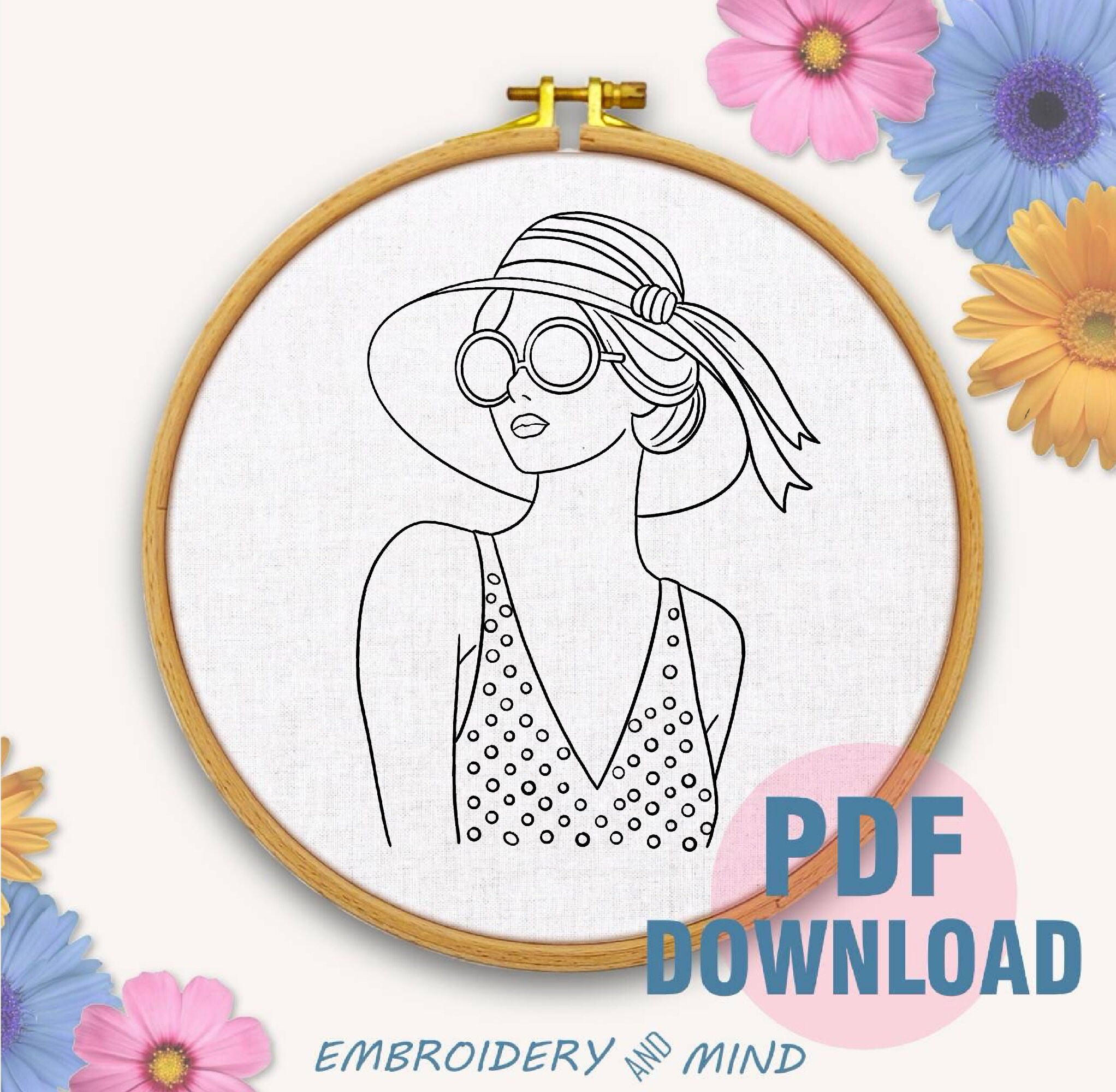 Pretty Woman Hand Embroidery Pattern Digital Instant Download PDF Files ...