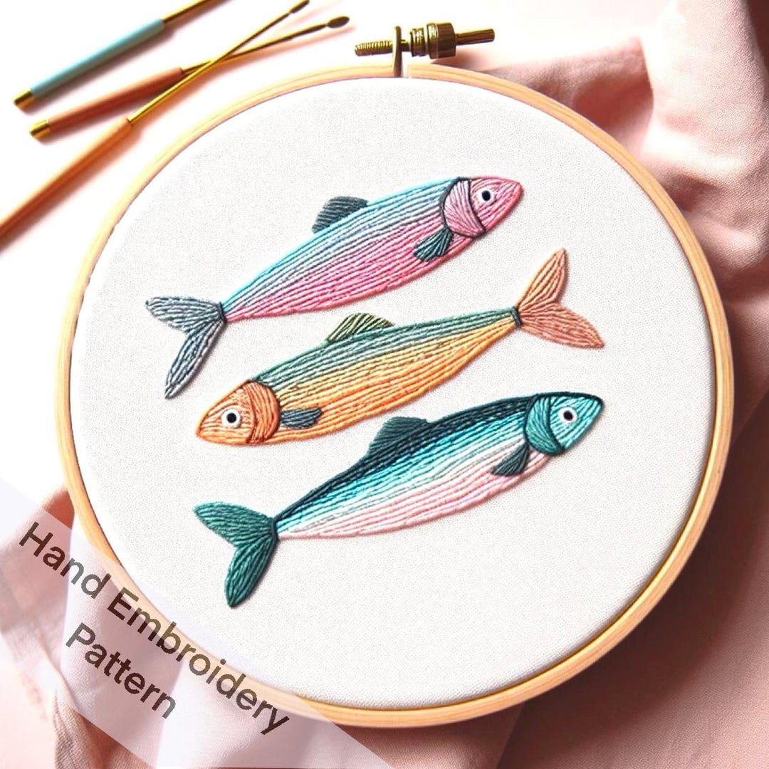 Fish Pattern, Sea World, Hand Embroidery Pattern, Digital Download ...