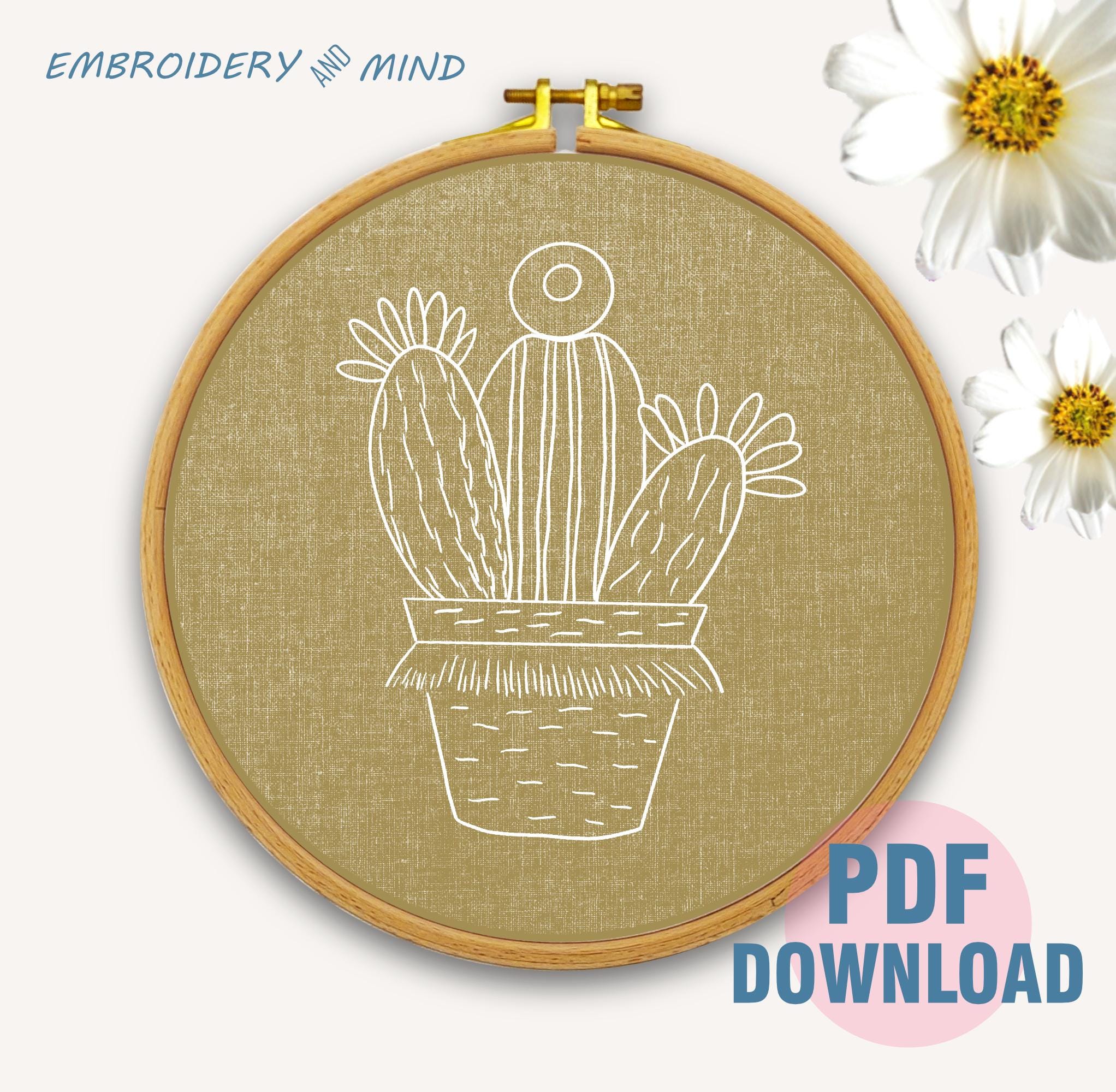 Cactus Hand Embroidery Pattern Digital Download Mini Cactus Embroidery ...
