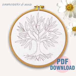 Printable Olive Tree Hand Embroidery Designs Pattern, Easy Download and ...