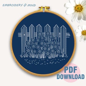 Printable Fence With Beautiful Flower Hand Embroidery Pattern PDF File ...