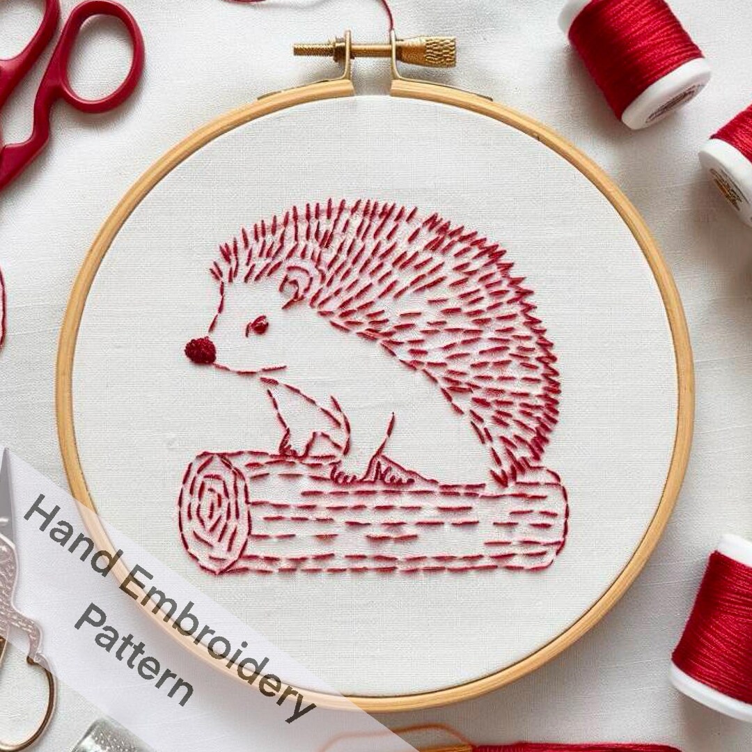 Printable Hedgehog Hand Embroidery Pattern Design PDF Files Digital ...