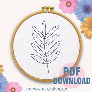 Printable Colorful Leaf Hand Embroidery Pattern PDF Files Digital ...