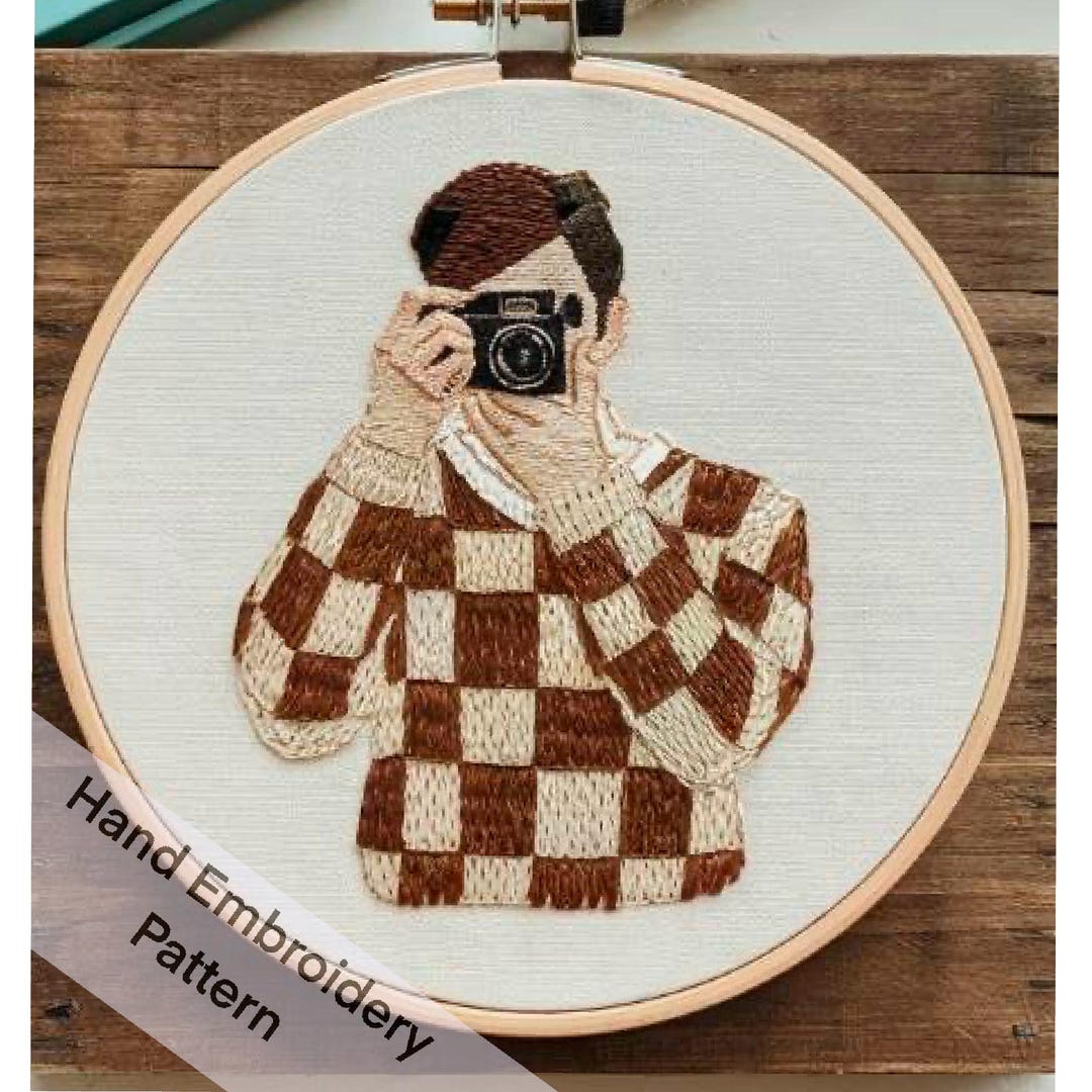 Printable Handsome Man With His Camera Hand Embroidery Pattern Instant ...