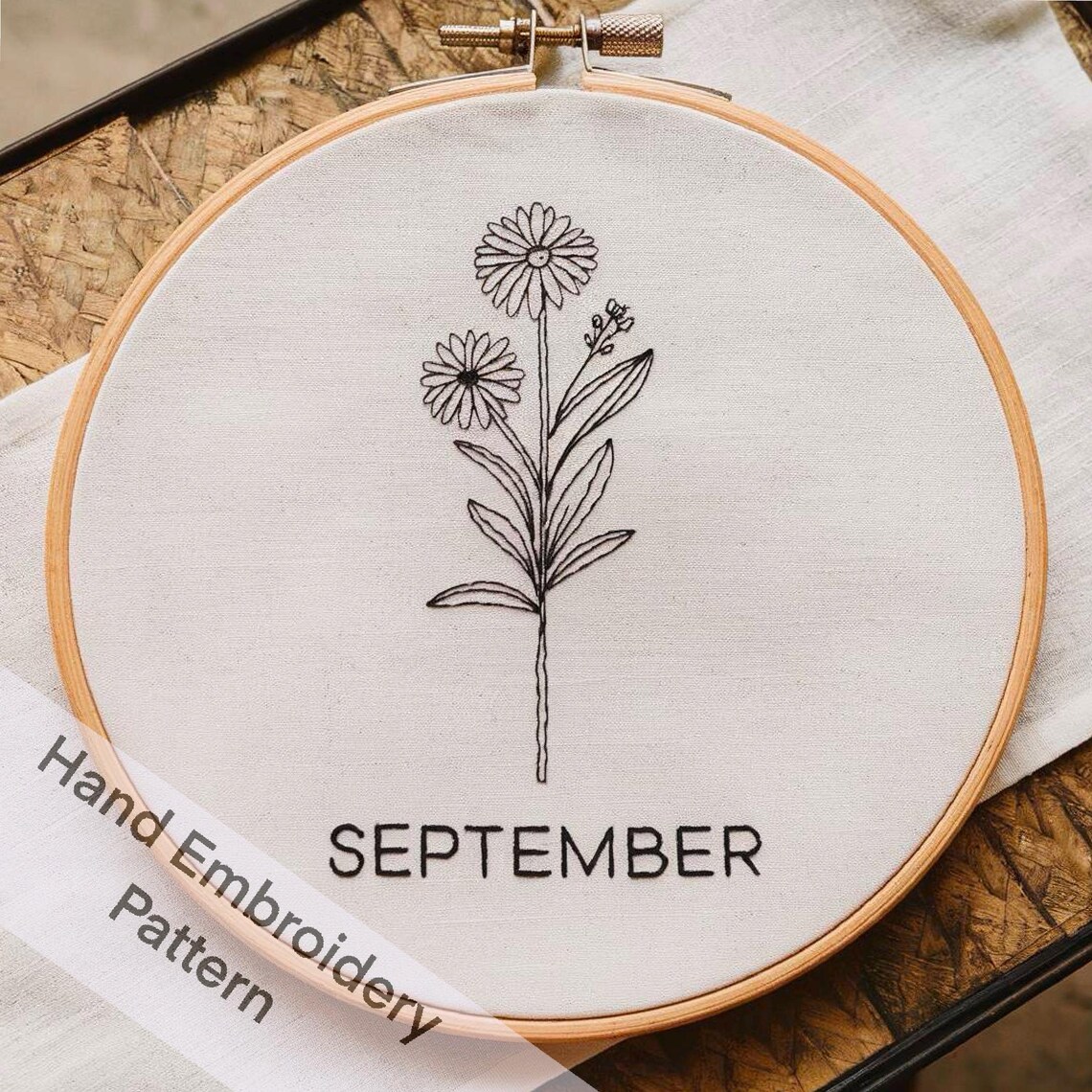 Printable Aster Flower September Birth Hand Embroidery Pattern Digital ...