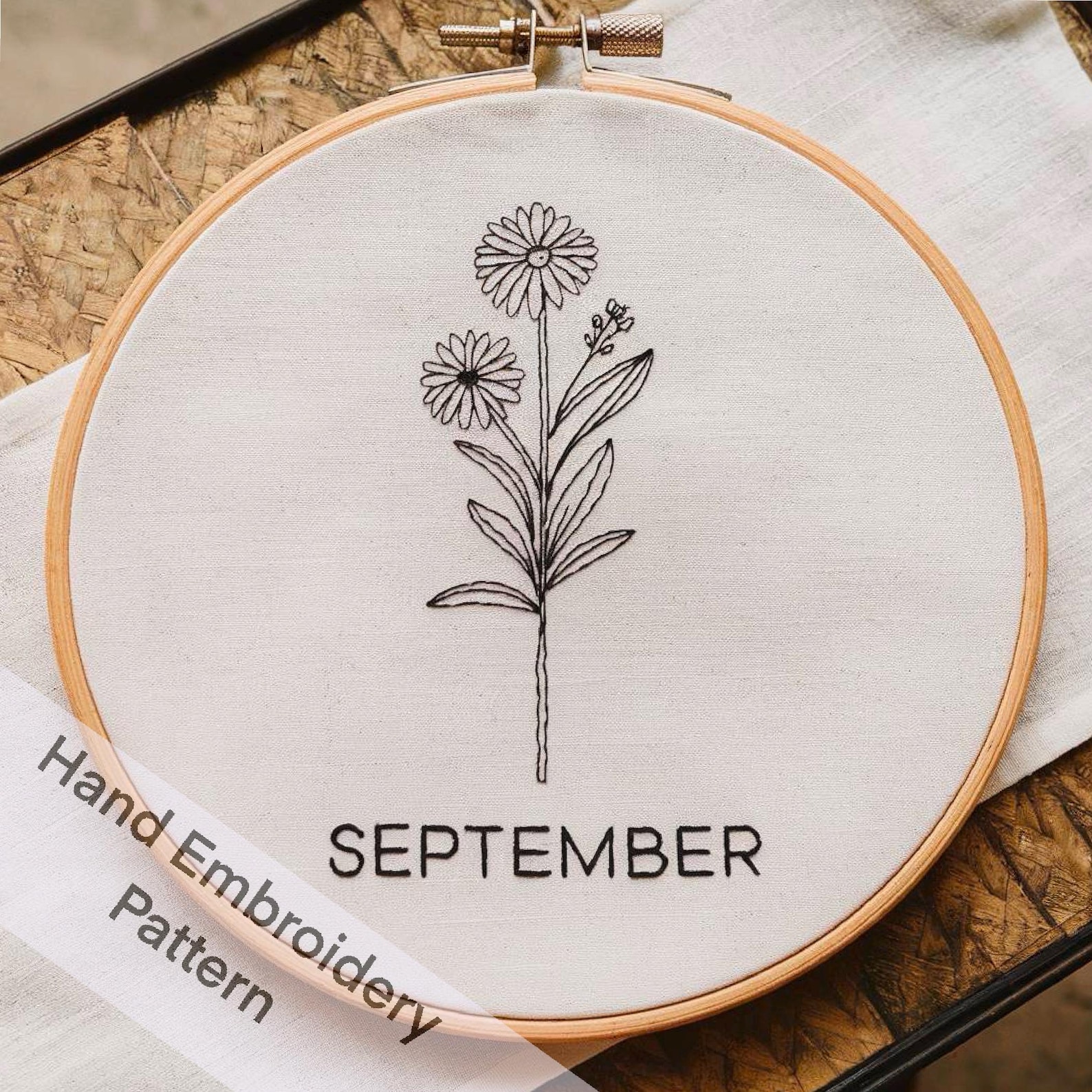 Printable Aster Flower September Birth Hand Embroidery Pattern Digital ...