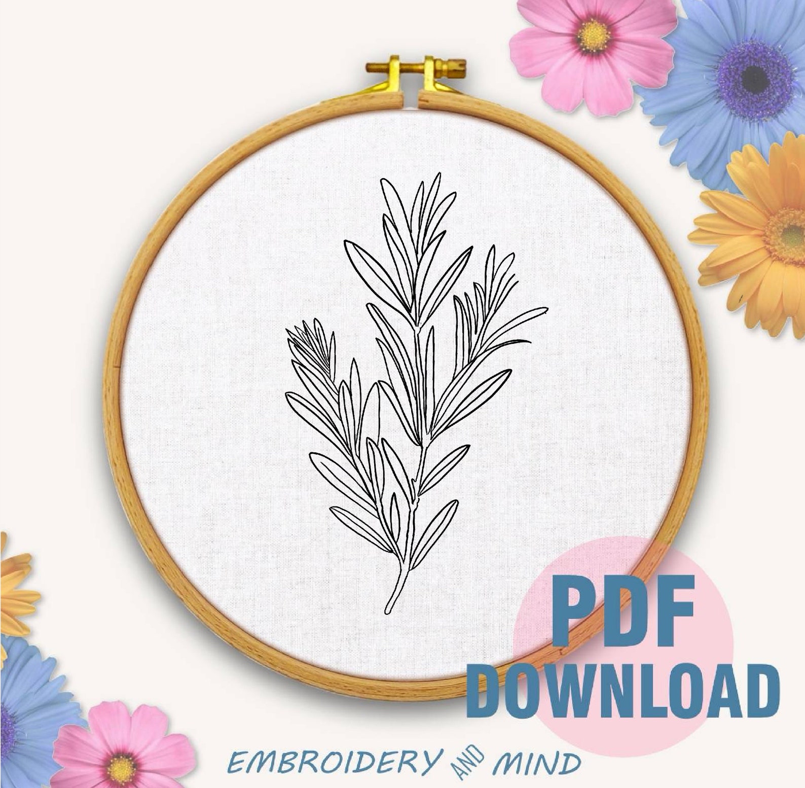 Printable Rosemary Hand Embroidery Pattern Digital Download, Handcraft ...