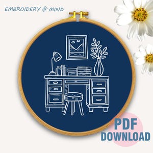 Printable Home Office Hand Embroidery Pattern PDF File Digital Download ...