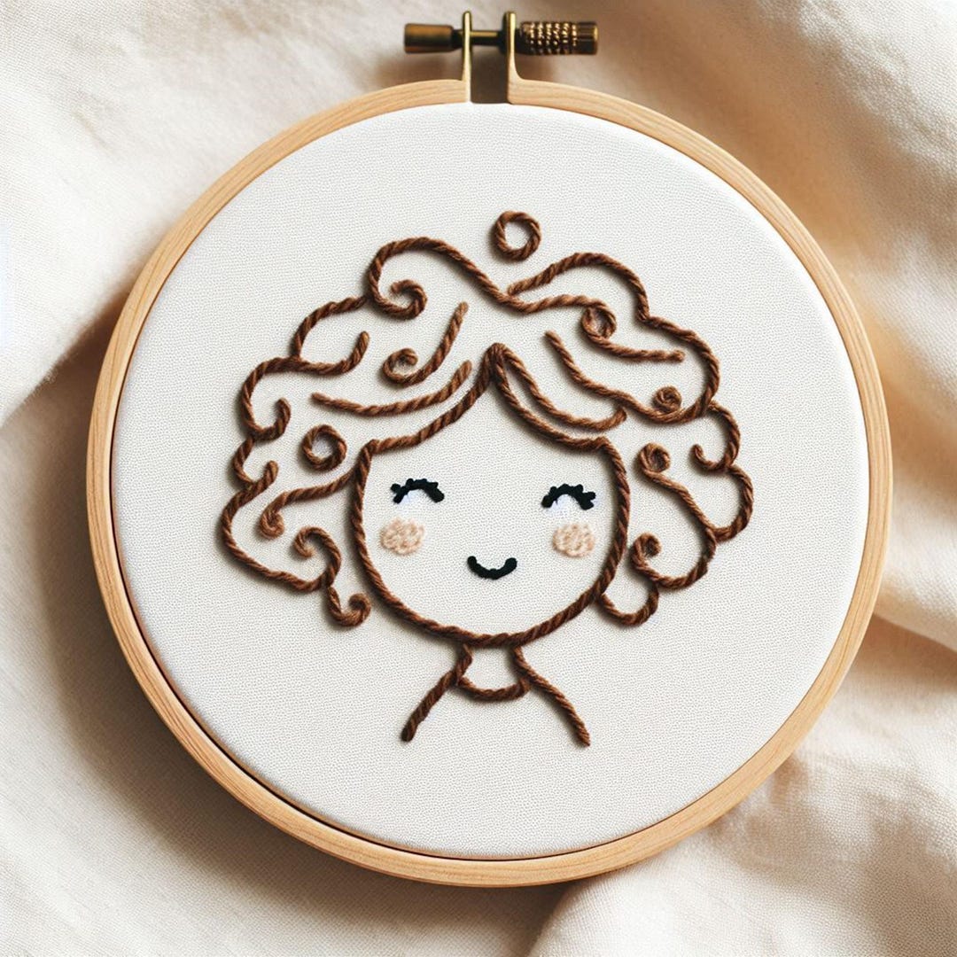 Printable Happy Girl Hand Embroidery Pattern Design PDF Files Instant ...