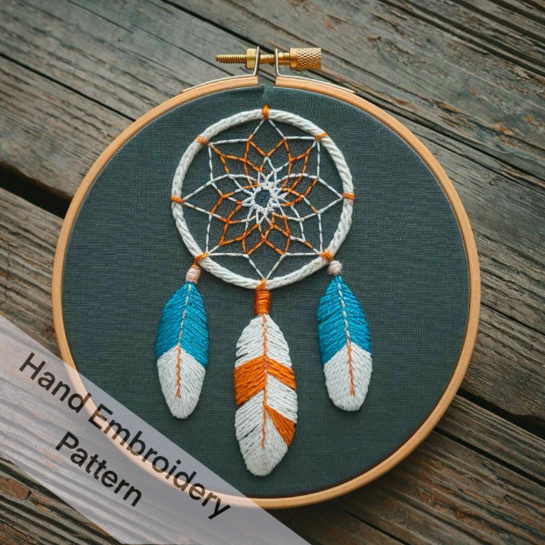 Printable Modern Dream Catcher Hand Embroidery Pattern Design PDF File ...