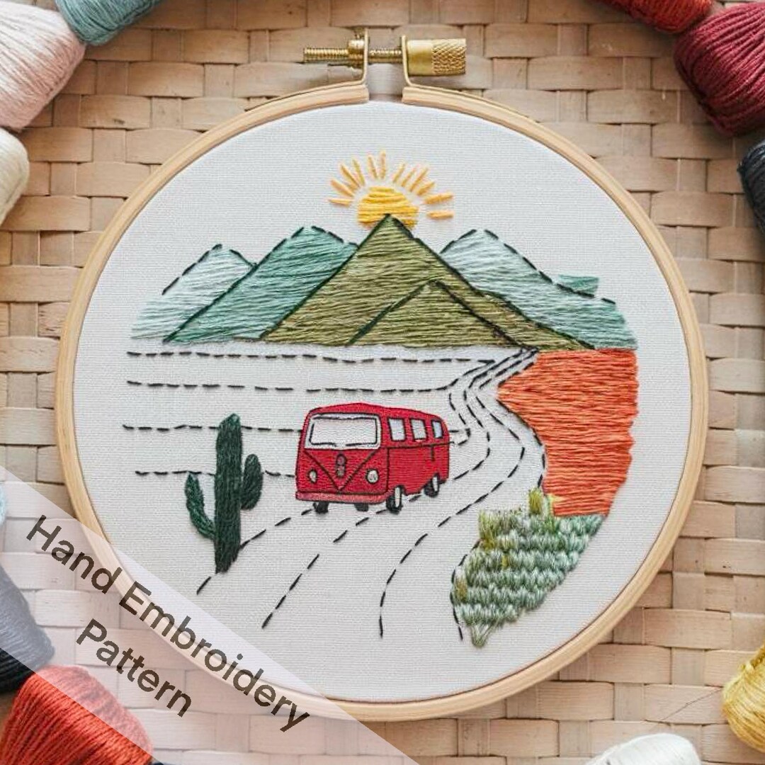 Printable Traveling Hand Embroidery Desing Digital Download PDF Files ...