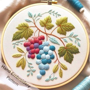 Juicy Grapes Hand Embroidered Patterns Digital Files Easy Download ...
