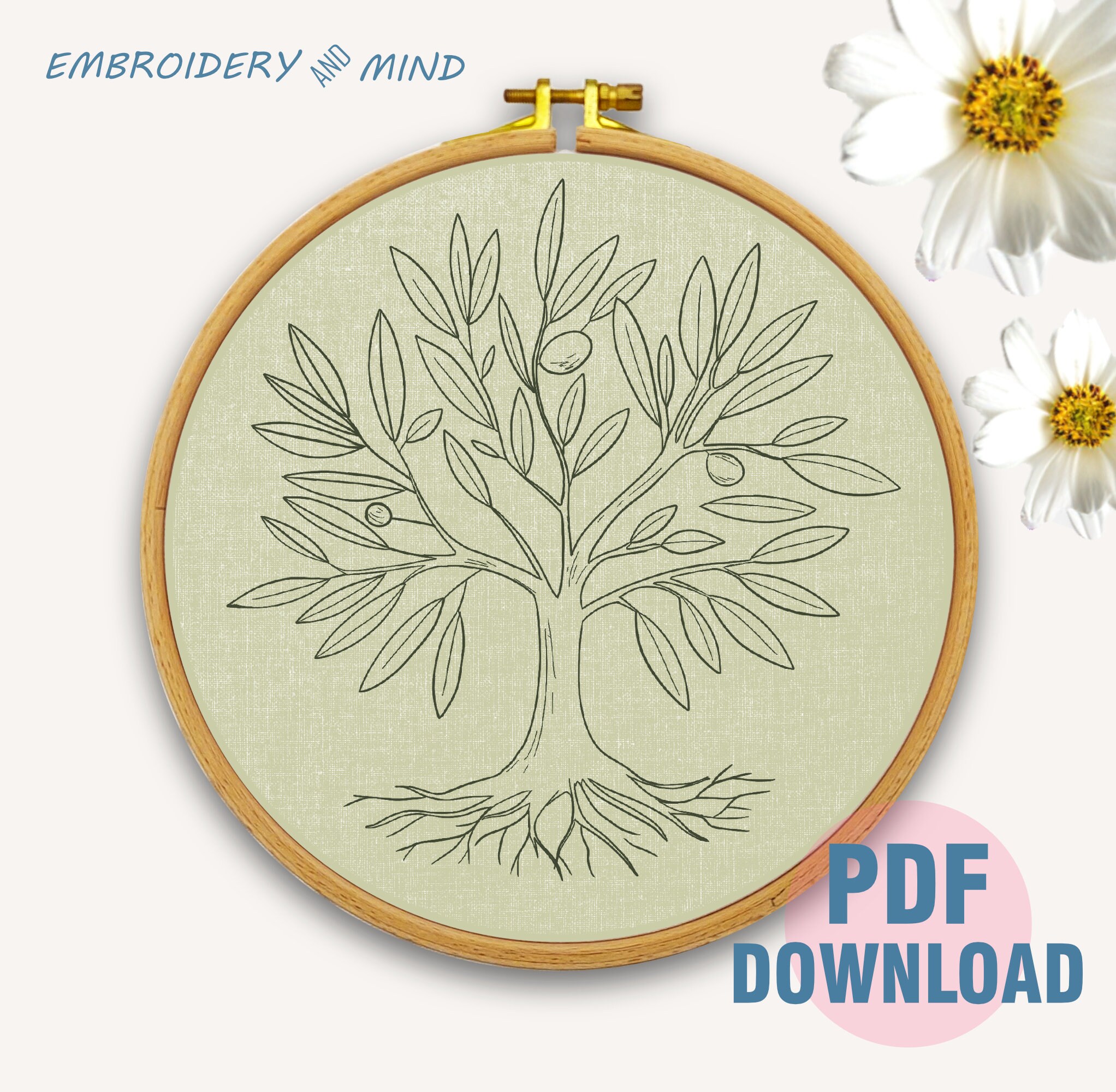 Olive Tree Hand Embroidery Designs Pattern, Easy Download and Print ...