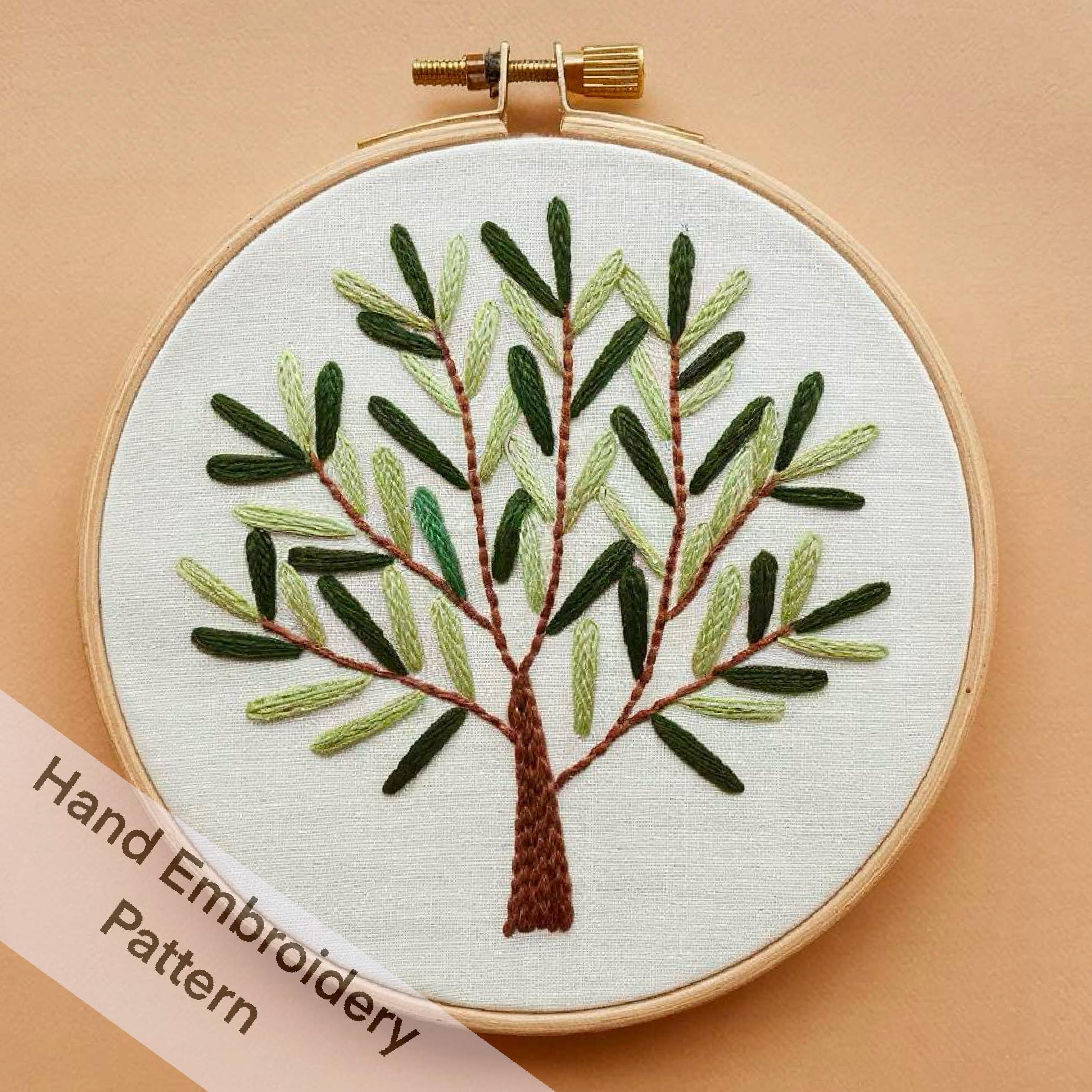 Printable Green Olive Tree Hand Embroidery Design Pattern, Easy ...