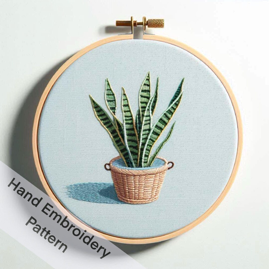Printable Snake Plant Hand Embroidery Pattern Digital Download, House ...