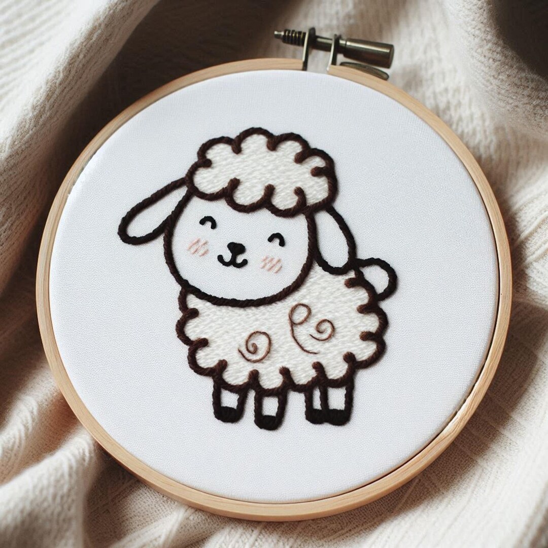 Printable Countryside Sheep Hand Embroidery Pattern Digital Download ...