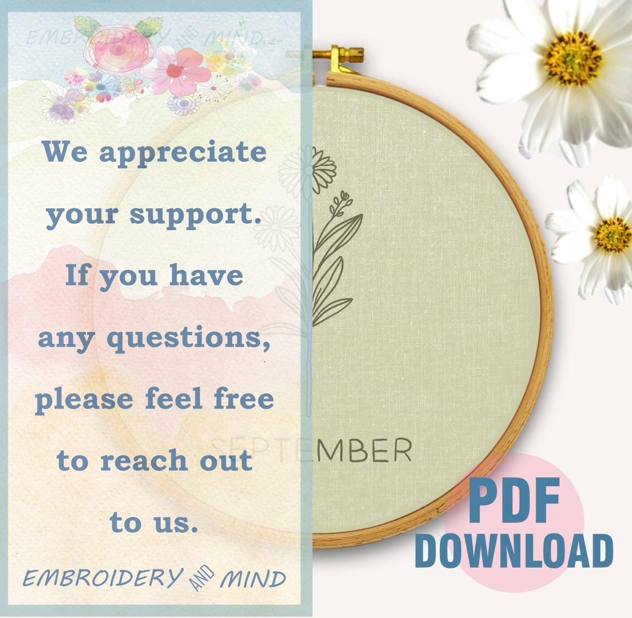 Printable Aster Flower September Birth Hand Embroidery Pattern Digital ...