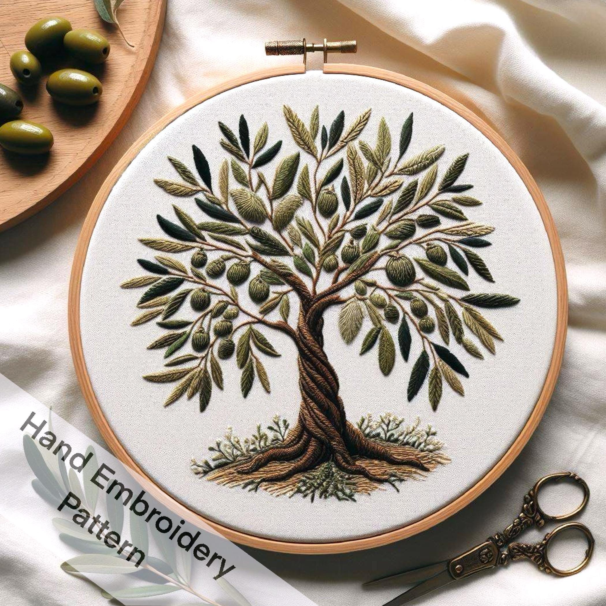 Olive Tree Hand Embroidery Pattern - Instant Download, Perfect for Hoop ...