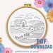 Landscape Embroidery Pattern, Abstract Fields and Flowers Hand ...