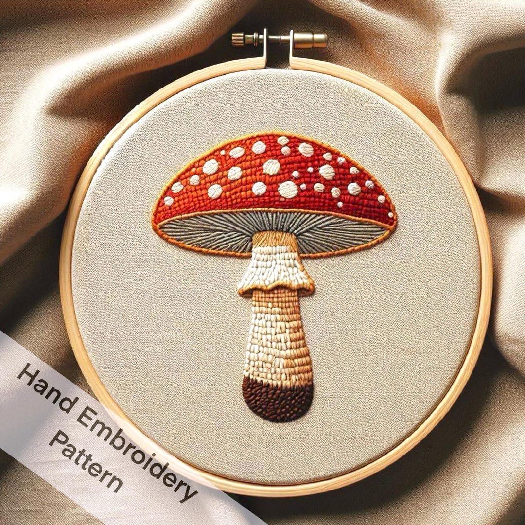 Printable Magic Mushroom Hand Embroidery PDF Files Easy Download Print ...