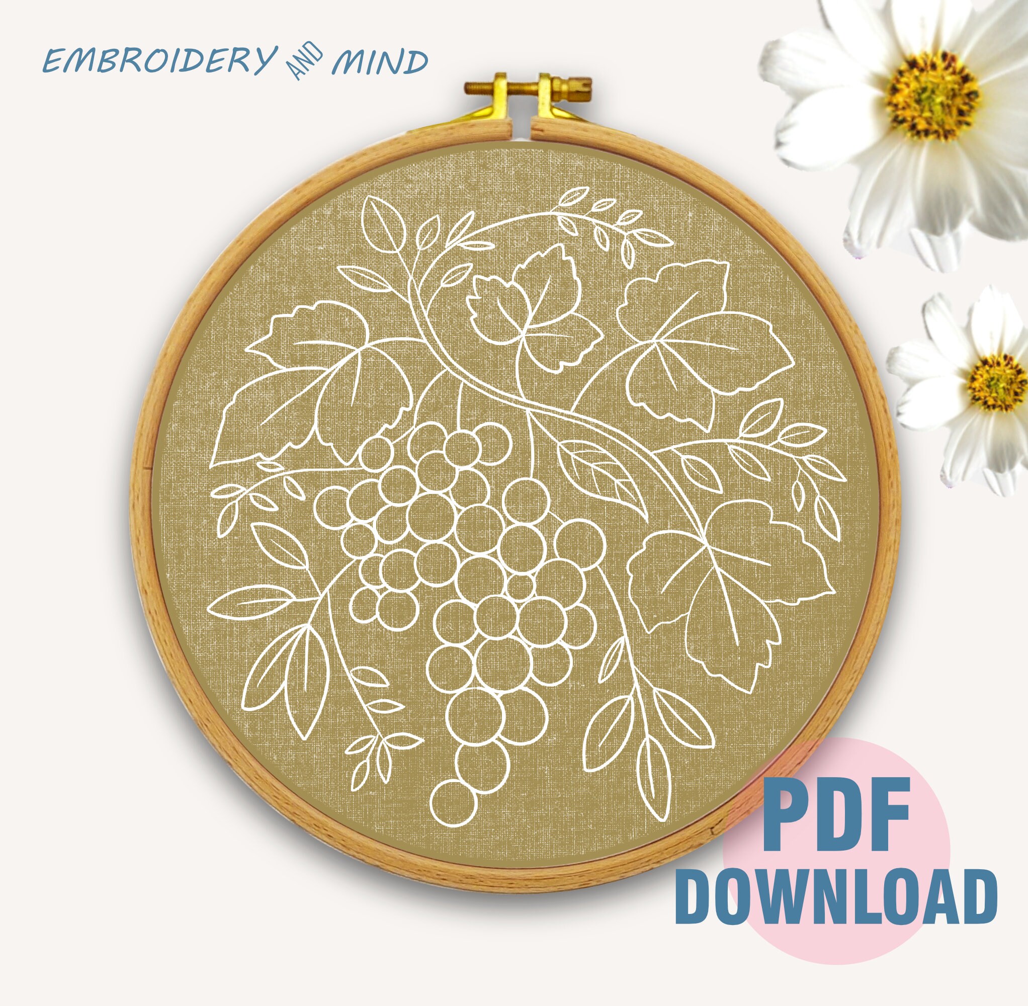 Juicy Grapes Hand Embroidered Patterns Digital Files Easy Download ...