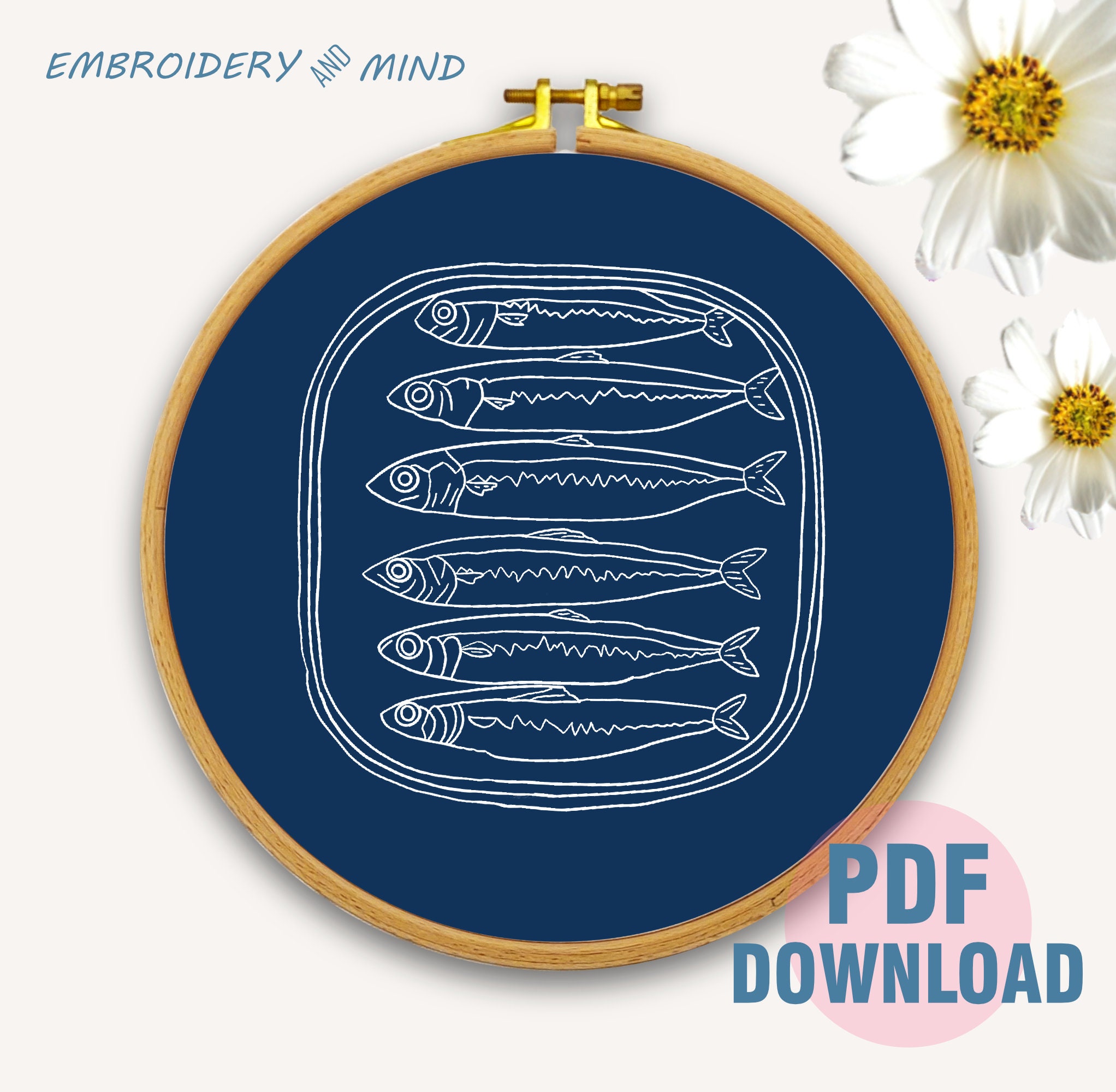 Printable Sardines in Can Hand Embroidery Pattern, Sardine Tin Art ...