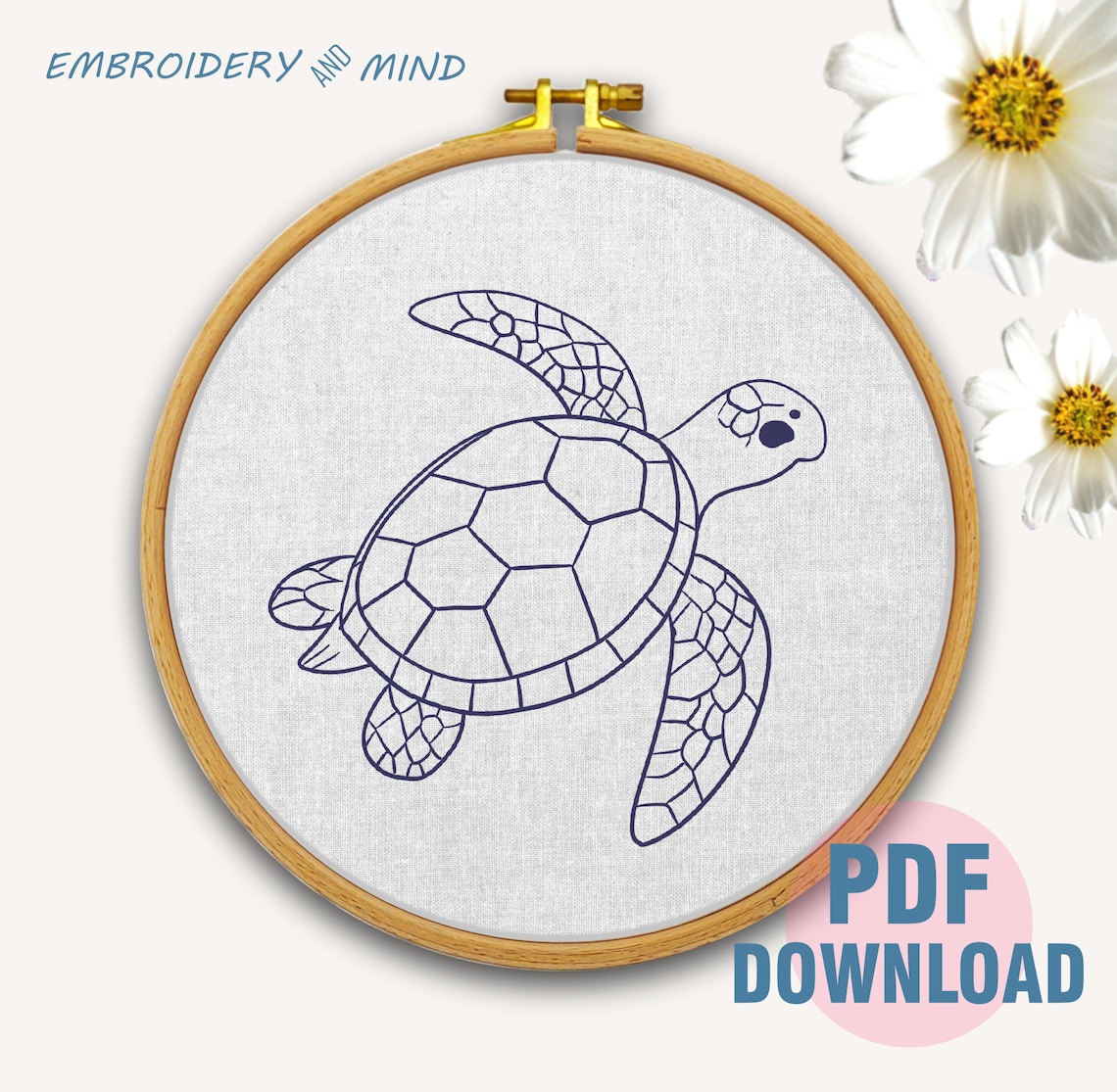 Sea Turtle Hand Embroidery Art Pattern Digital Instant Download PDF ...