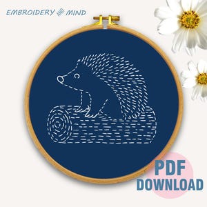 Printable Cute Hedgehog Hand Embroidery Pattern Design PDF Files ...