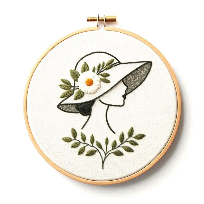 Beautyful Lady With Hat Hand Embroidery Pattern Digital Download, Easy ...