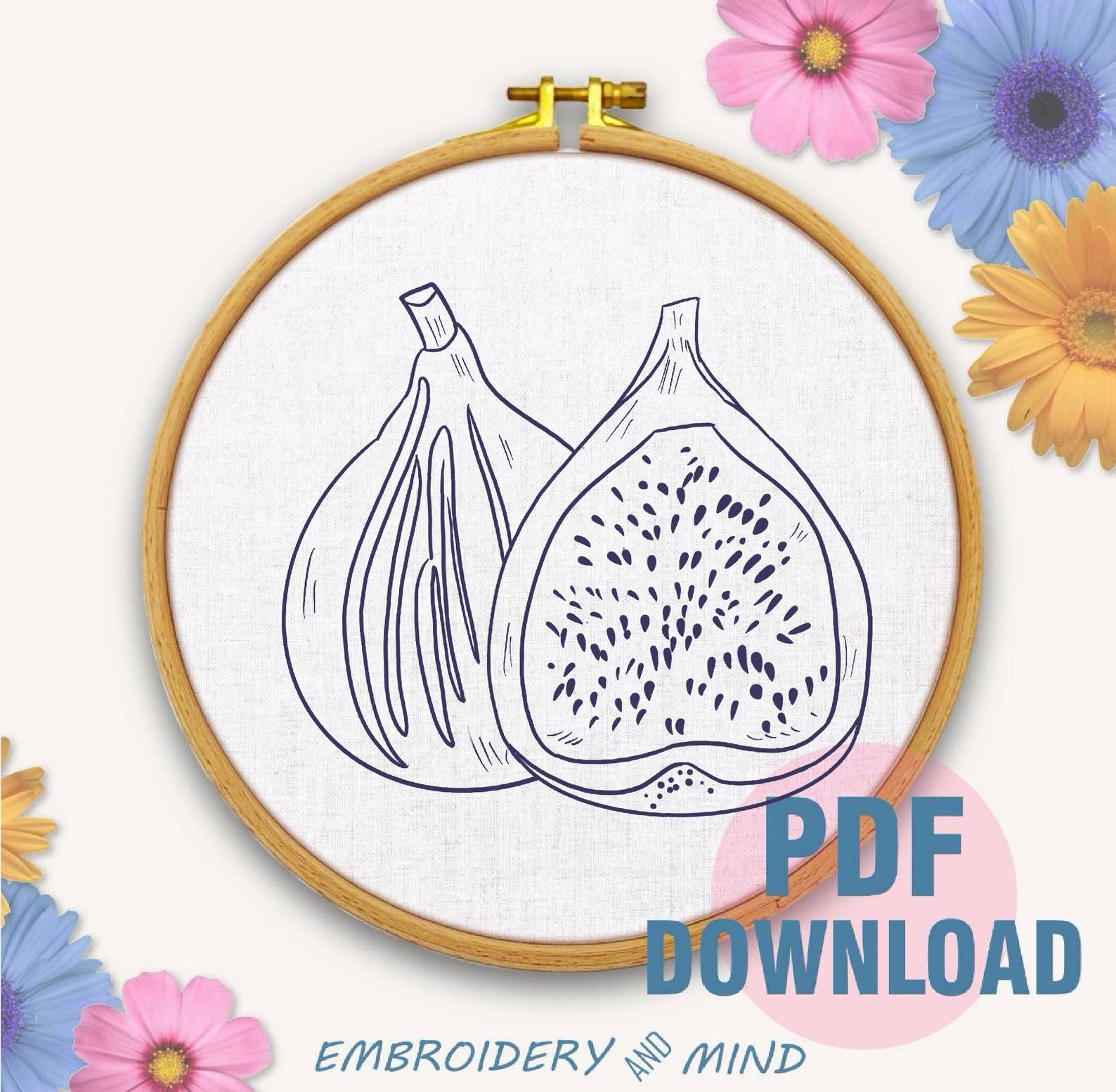 Printable Fresh Fig Hand Embroidery Pattern Digital Download PDF Files ...