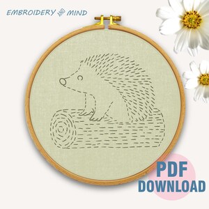 Printable Cute Hedgehog Hand Embroidery Pattern Design PDF Files ...