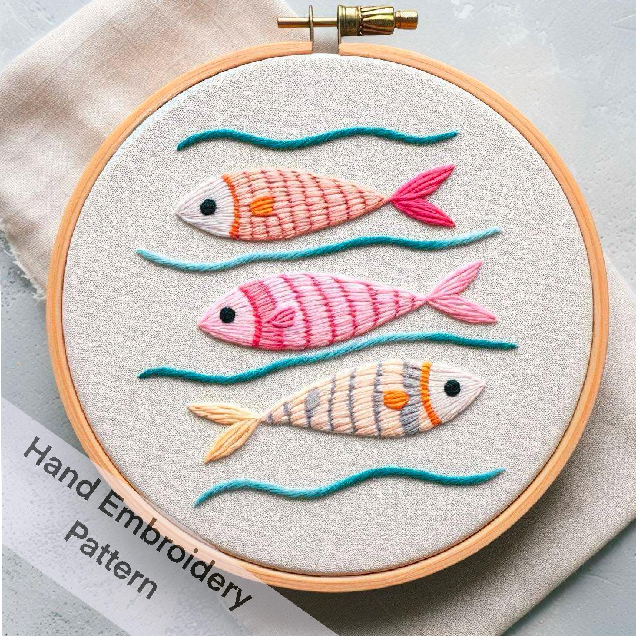 Ocean Embroidery Pattern Digital Download PDF File, Hand Embroidery DIY ...