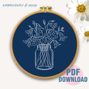 Printable Blue Bell Flowers Hand Embroidery Pattern Digital Download ...