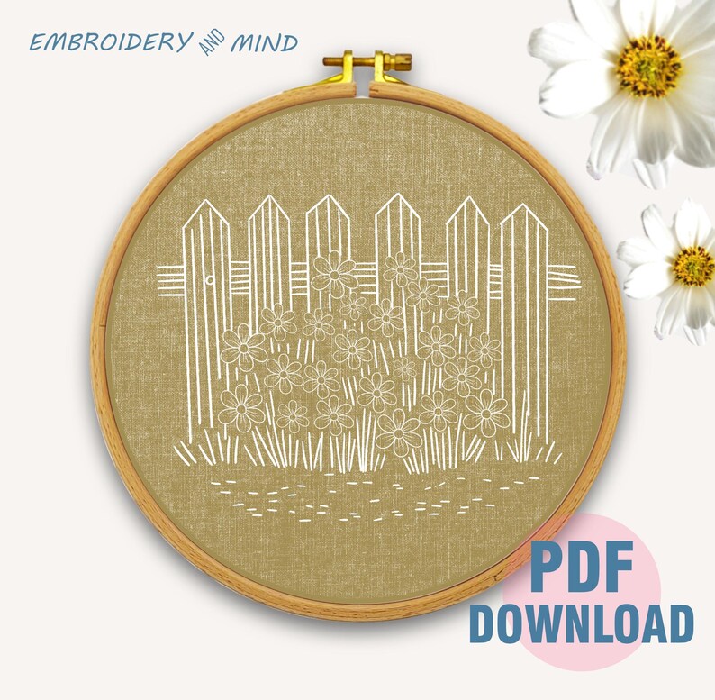Printable Fence With Beautiful Flower Hand Embroidery Pattern PDF File ...