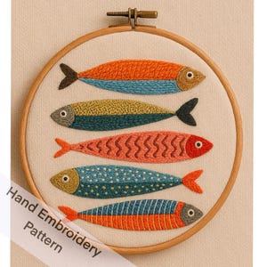 Printable Five Fishes Hand Embroidery Pattern PDF Files Digital ...