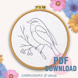 Printable Beautiful Brid With Cherry Fruit Mini Summer Hand Embroidery ...