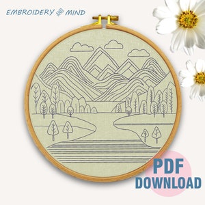Landscape Hand Embroidery PDF Pattern Digital Instant Download ...
