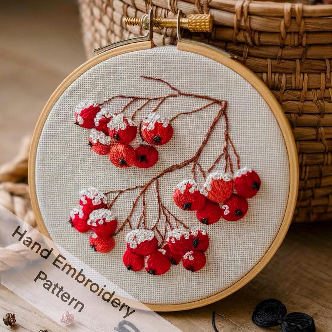 Red Berries Hand Embroidery Pattern Digital Download Vacation Craft ...
