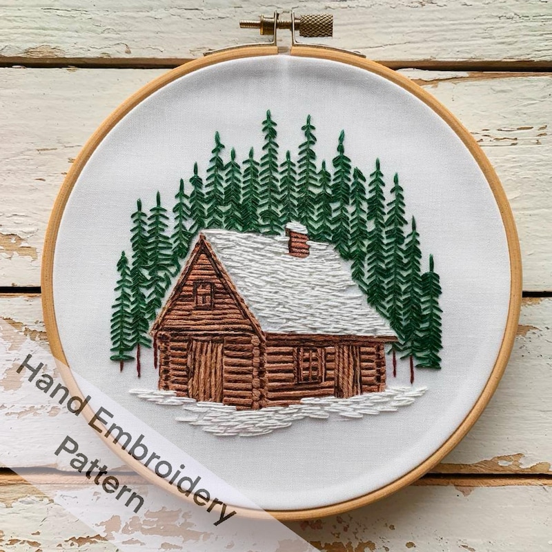 Cabin Embroidery - Etsy