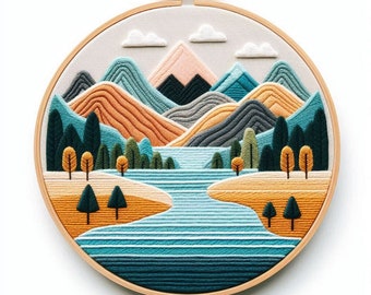 Mountain Embroidery - Etsy