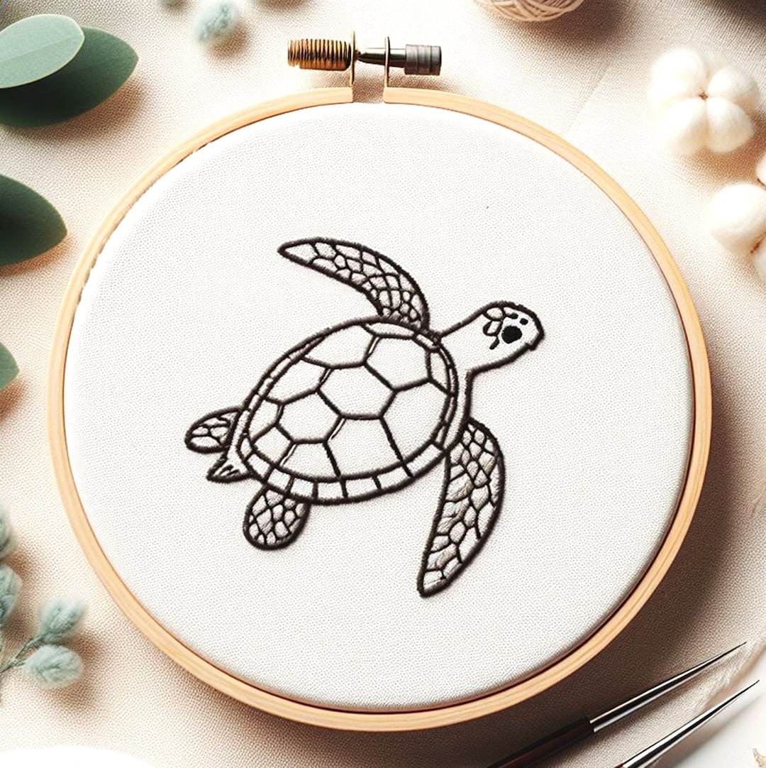 Sea Turtle Hand Embroidery Art Pattern Digital Instant Download PDF ...