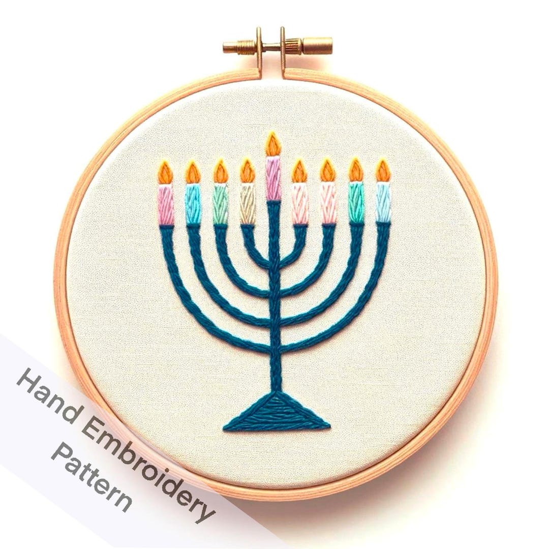 Menorah, Chanukah Lamp Hand Embroidery Designs Digital Download Files ...