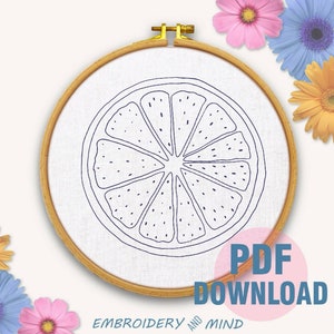 Orange Slice Hand Embroidery Pattern Digital File, PDF Download Instant ...