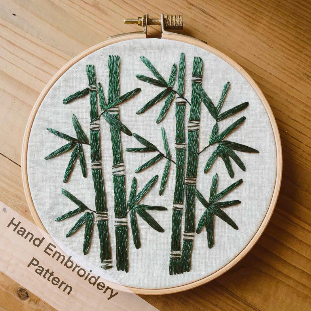 Printable Asian Style Bamboo Hand Embroidery Pattern Digital Download ...