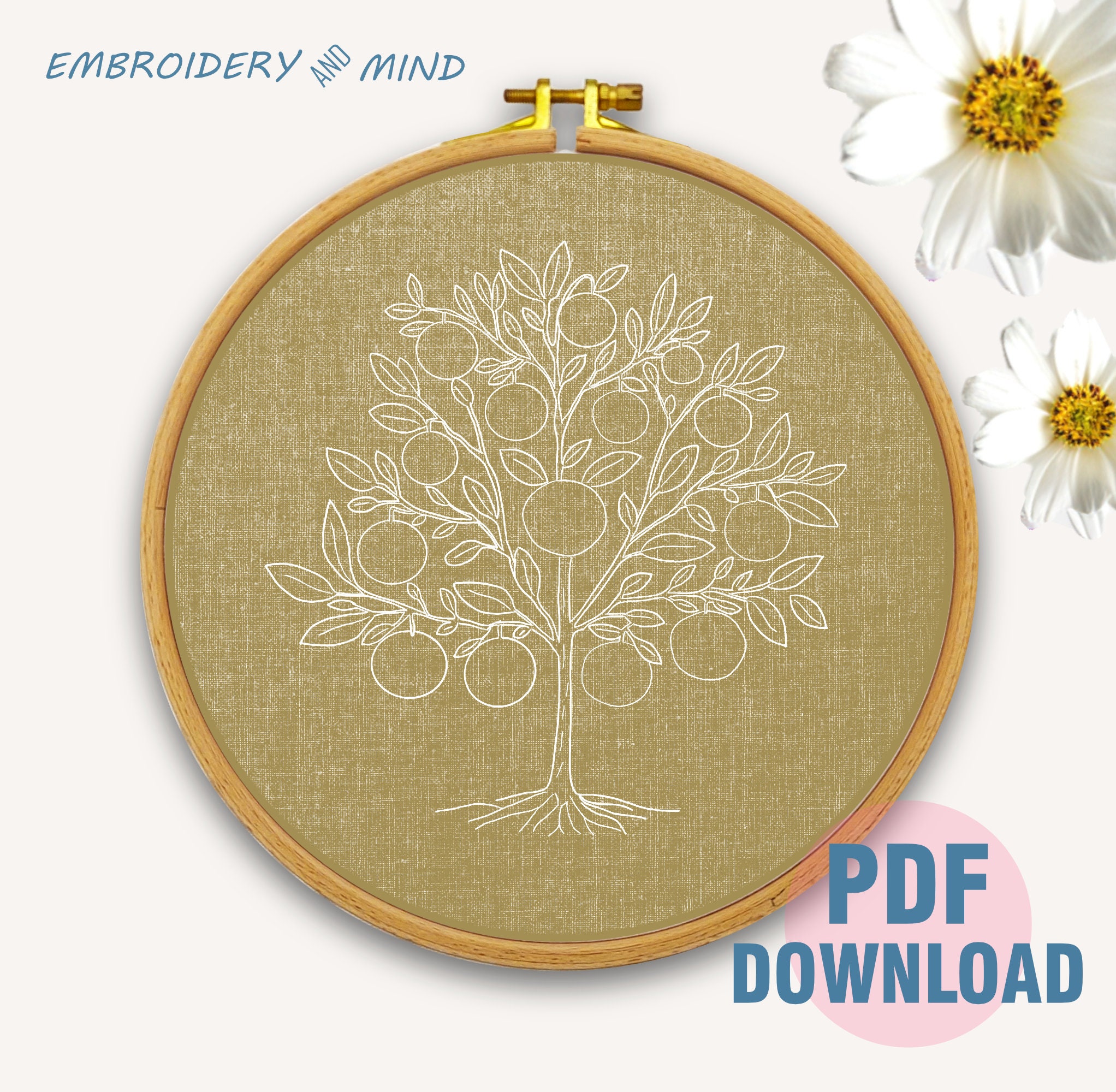 Orange Tree Hand Embroidery Pattern PDF File Instant Download, Garden ...
