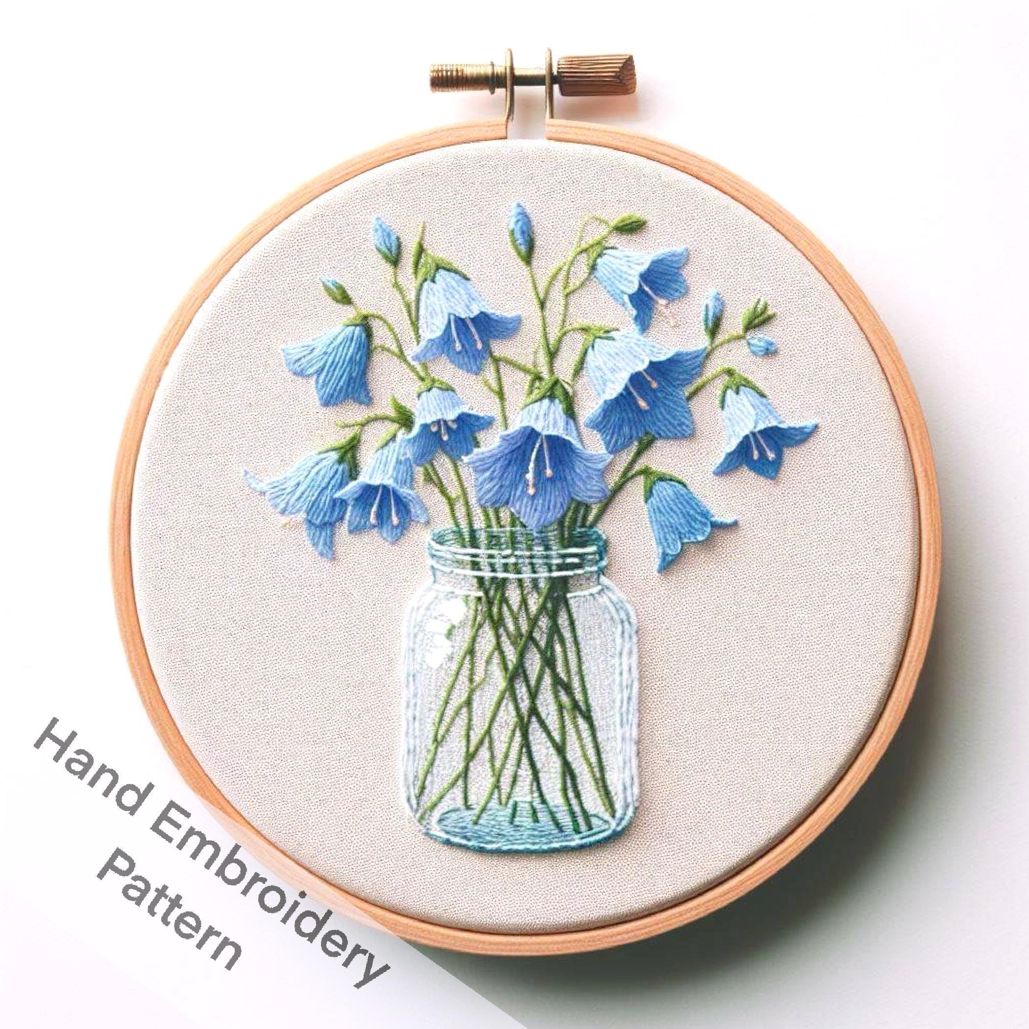 Printable Blue Bell Flowers Hand Embroidery Pattern Digital Download ...