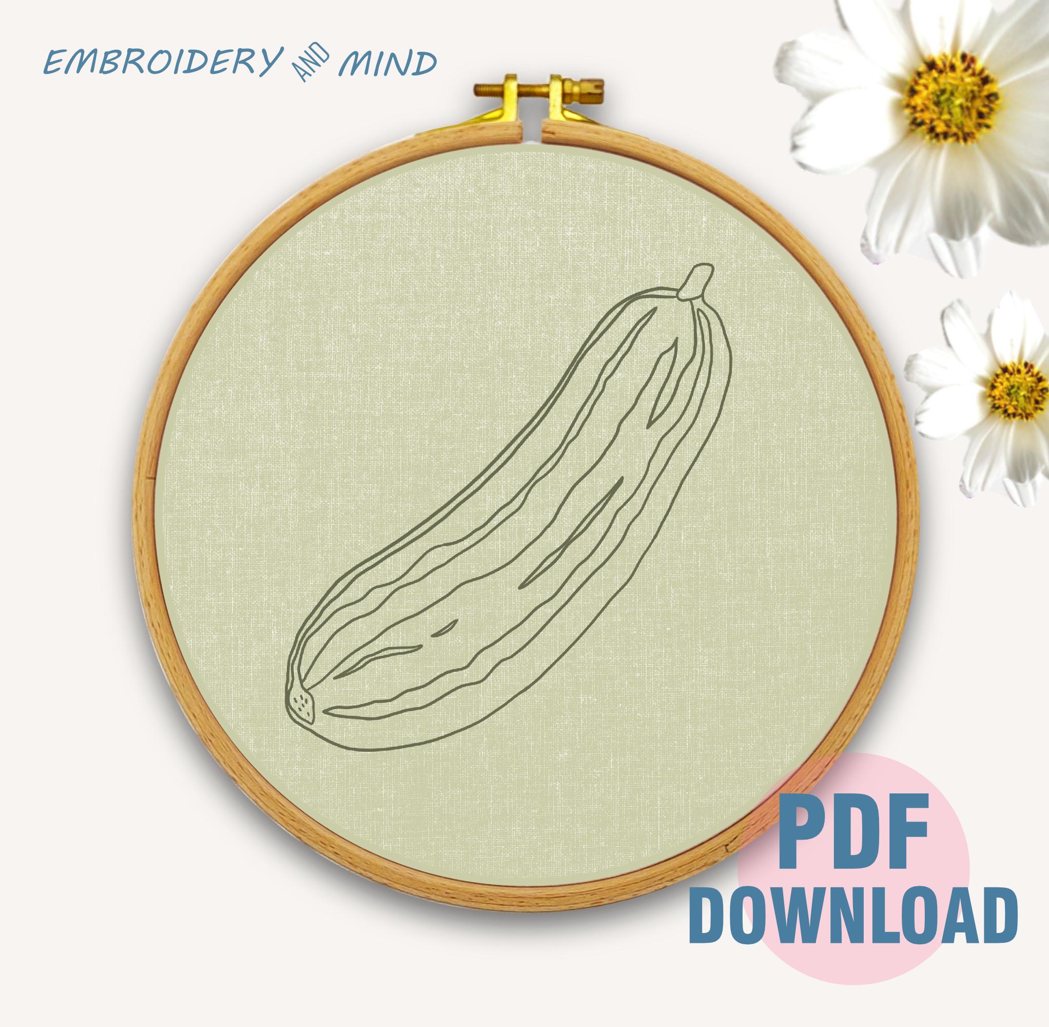 Printable Green Zucchini Hand Embroidery Pattern PDF Files Digital ...